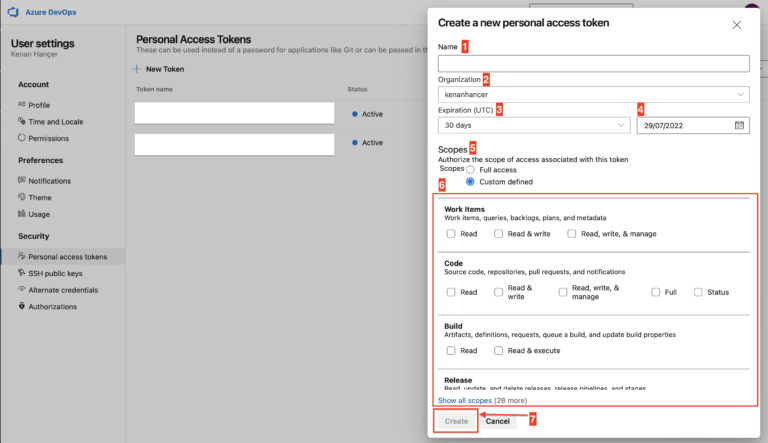 Azure DevOps: Creating Personal Access Token (PAT) || Kenan Hançer Blog