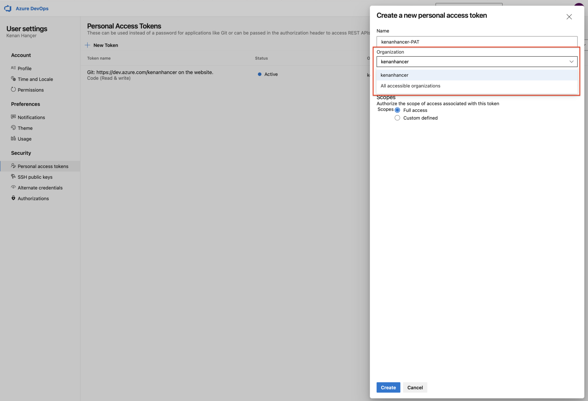 Azure DevOps: Creating Personal Access Token (PAT) || Kenan Hançer Blog
